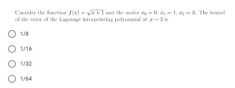 Consider the function f(x)=x+1 and the nodes | Chegg.com