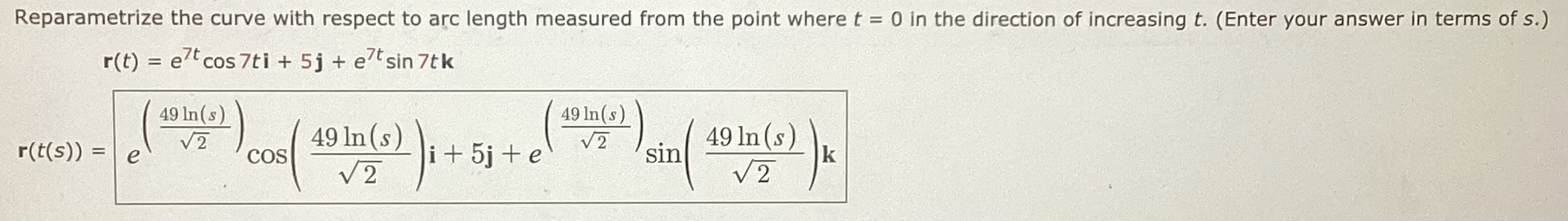 Solved Reparametrize the curve with respect to arc length | Chegg.com