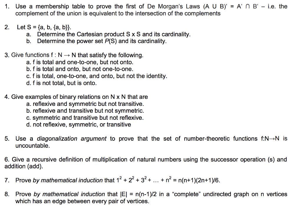 Solved 1. Use a membership table to prove the first of De | Chegg.com
