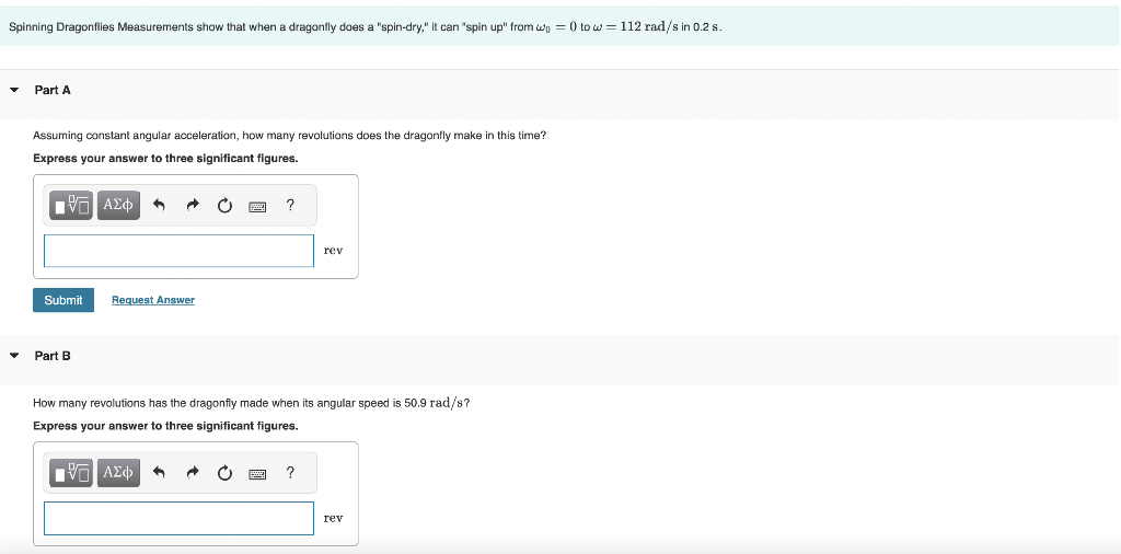 Solved Spinning Dragonflies Measurements show that when a | Chegg.com