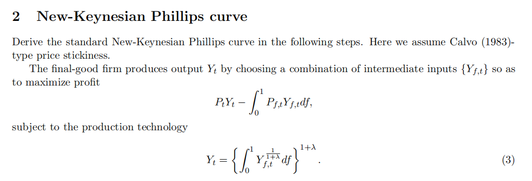 Solved 2 New Keynesian Phillips Curve Derive The Standard