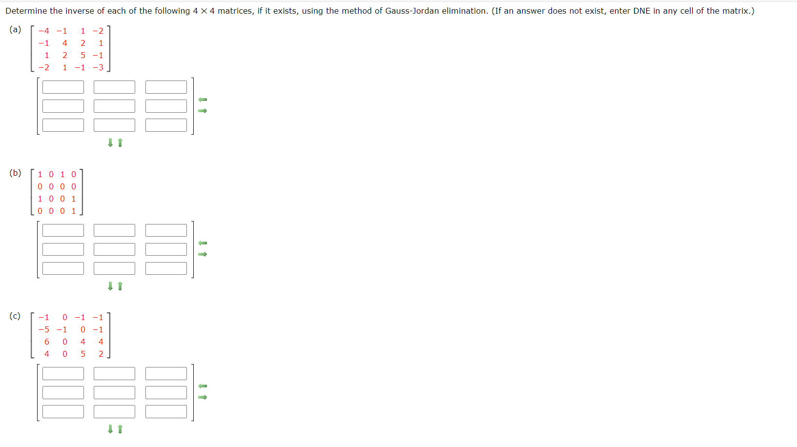 Solved Determine the inverse of each of the following 4 X 4 | Chegg.com