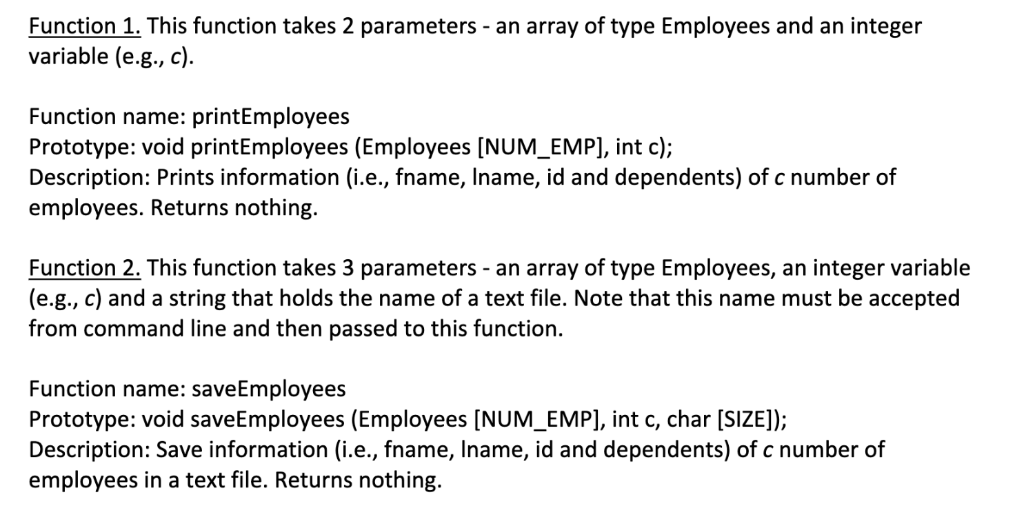 Solved (IN C LANGUAGE) Need to create some function | Chegg.com