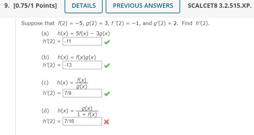 Solved 9. [0.75/1 Points] DETAILS PREVIOUS ANSWERS SCALCET8 | Chegg.com