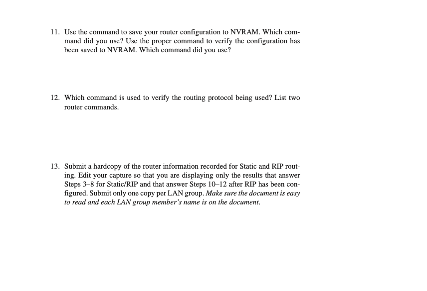 LAB 9: STATIC AND RIP ROUTING NAME: Objective The | Chegg.com
