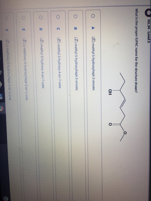 Solved What is the proper IUPAC name for the structure | Chegg.com
