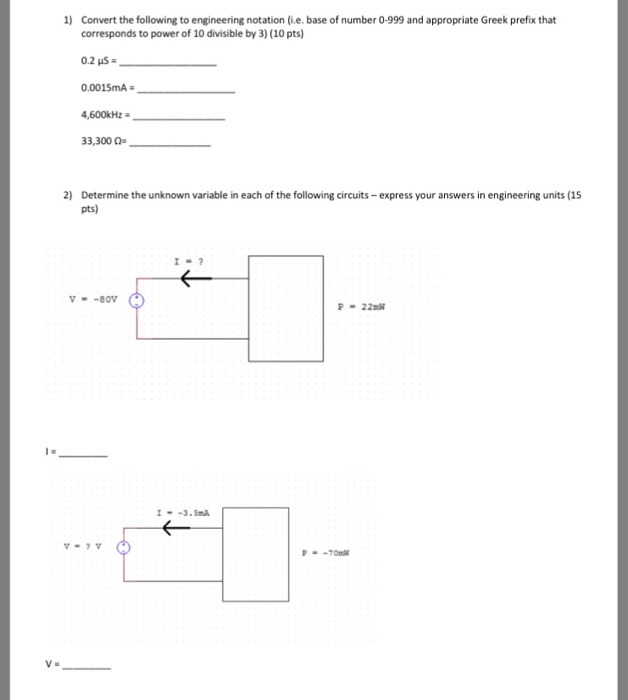 Solved Convert the following to engineering notation (i.e. | Chegg.com
