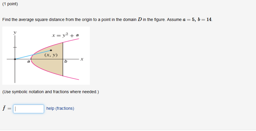 Solved (1 ﻿point)Find the average square distance from the | Chegg.com