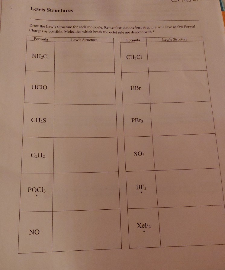 Solved Lewis Structures Draw The Lewis Structure For Each