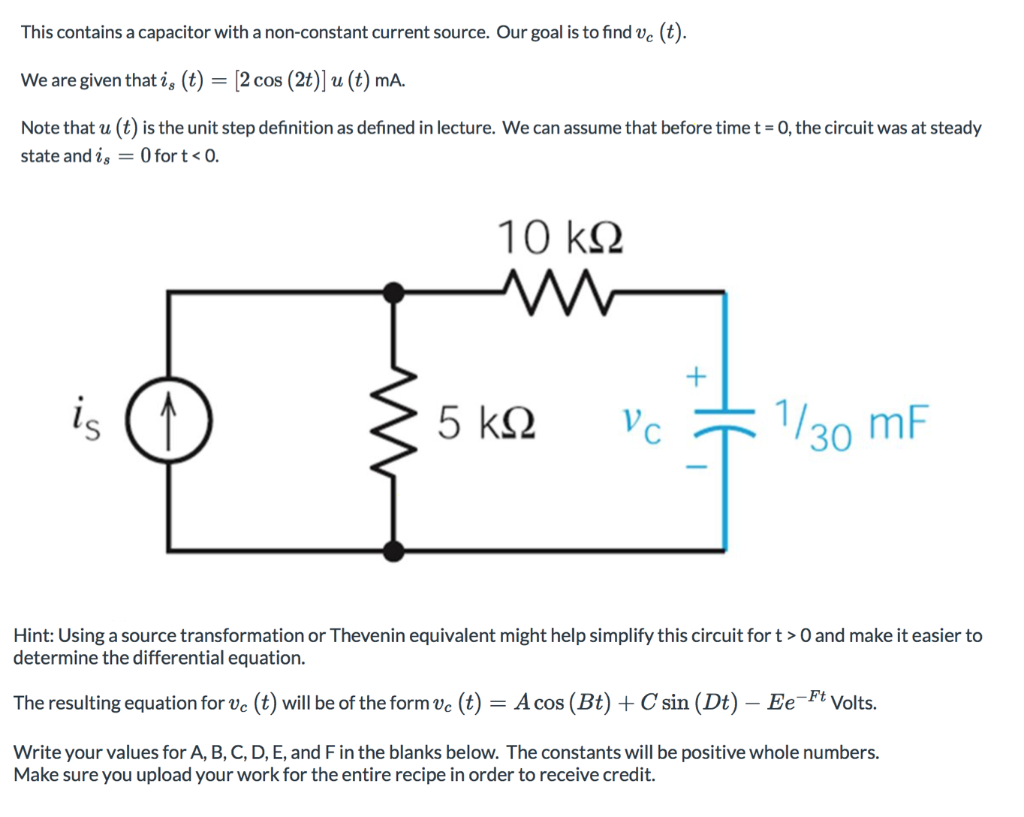 Solved This contains a capacitor with a non-constant current | Chegg.com