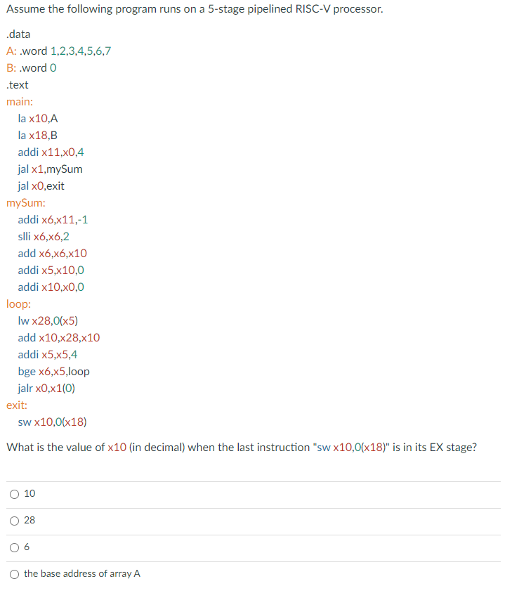 Solved Assume the following program runs on a 5-stage | Chegg.com
