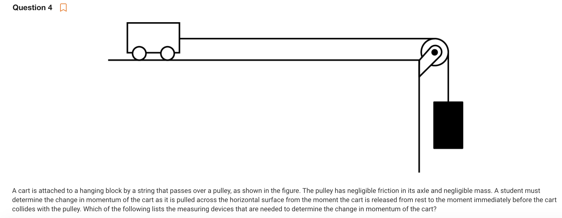 Solved Question 4 a A cart is attached to a hanging block by | Chegg.com