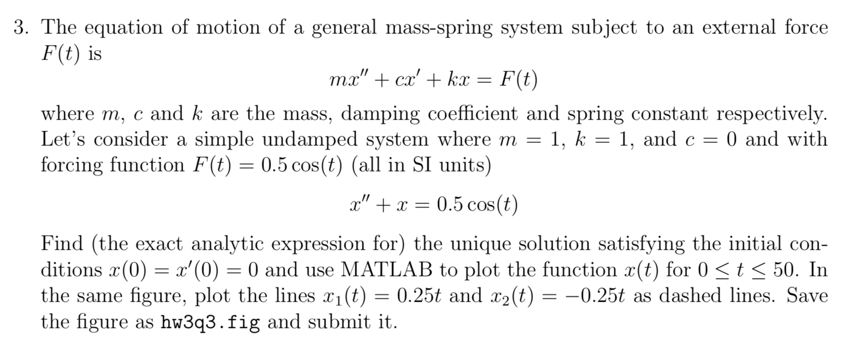 Solved 3. The equation of motion of a general mass-spring | Chegg.com
