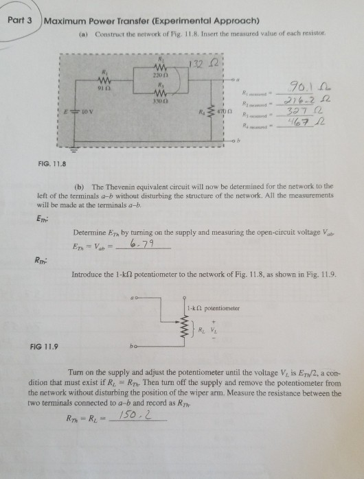Solved Part 3 Maximum Power Transfer (Experimental Approach) | Chegg.com
