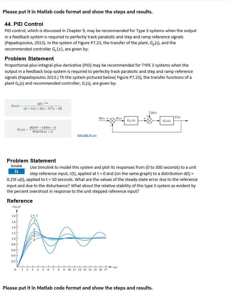 Please put it in Matlab code format and show the | Chegg.com