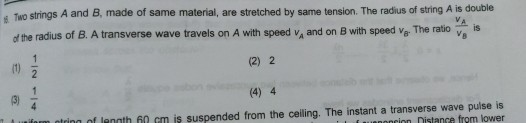 Solved Two strings A and B, made of same material, are | Chegg.com