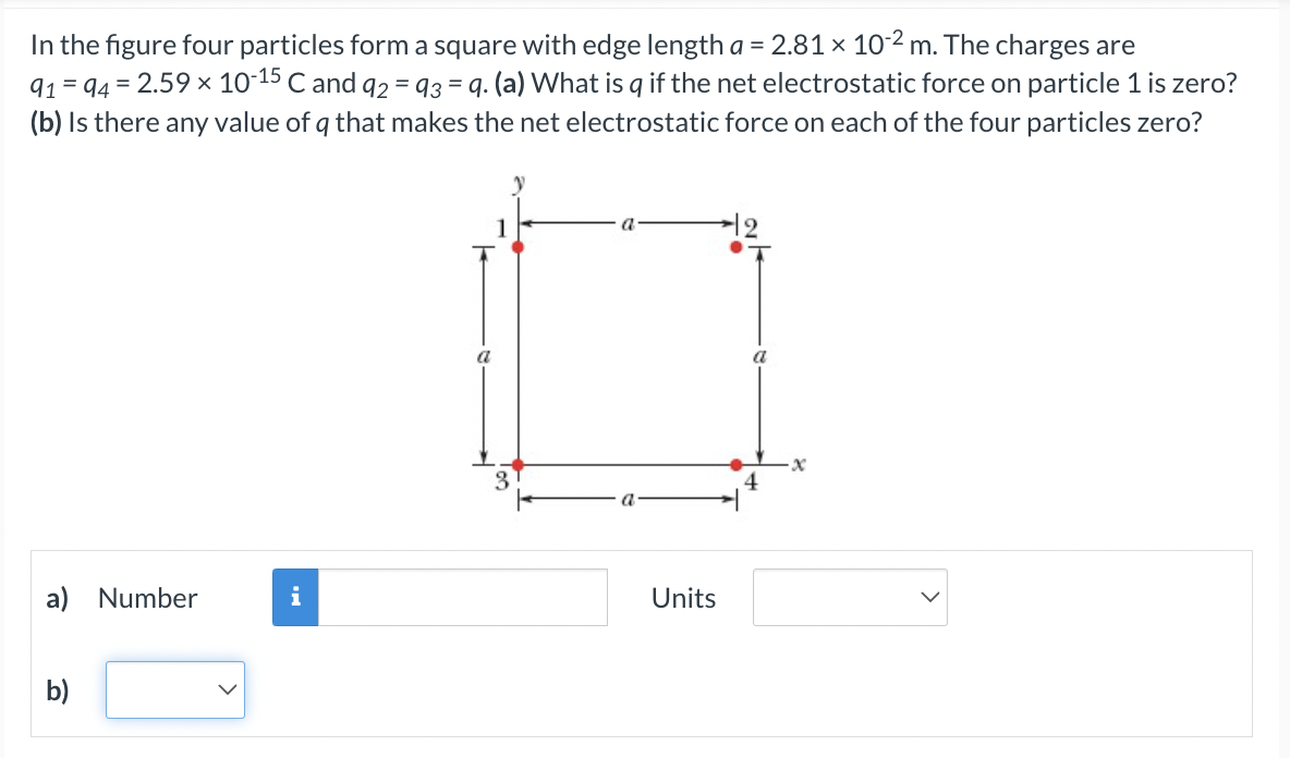 Solved In the figure four particles form a square with edge | Chegg.com