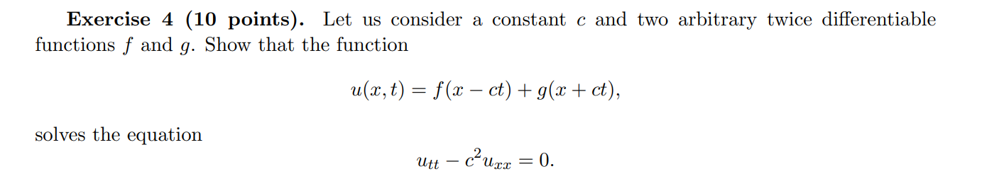 Solved Exercise 4 (10 points). Let us consider a constant c | Chegg.com