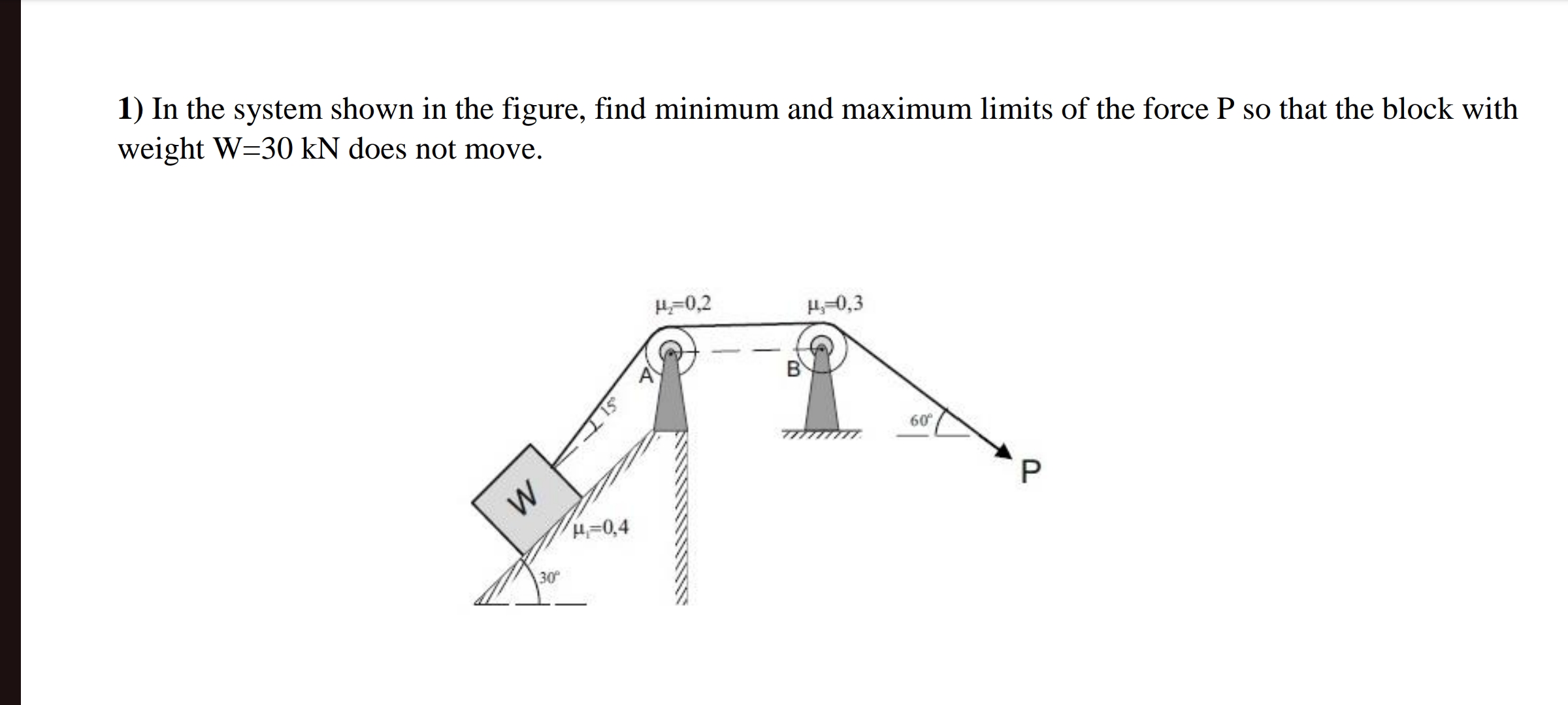 Solved 1) In the system shown in the figure, find minimum | Chegg.com