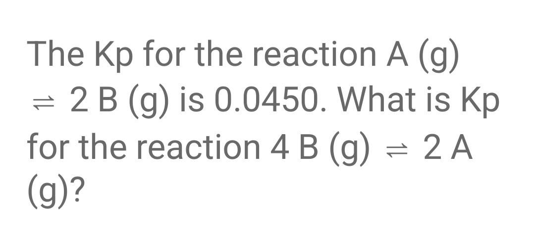 Solved The Kp for the reaction A(g) ⇌2 B( g) is 0.0450. What | Chegg.com