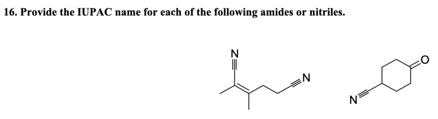Solved 16. Provide the IUPAC name for each of the following | Chegg.com