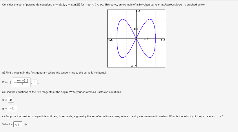 Solved Consider the set of parametric equations | Chegg.com