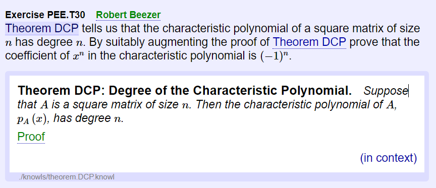 Solved Exercise PEE.T30 Robert Beezer Theorem DCP tells us | Chegg.com