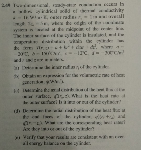 Solved 2.49 Two-dimensional, steady-state conduction occurs | Chegg.com