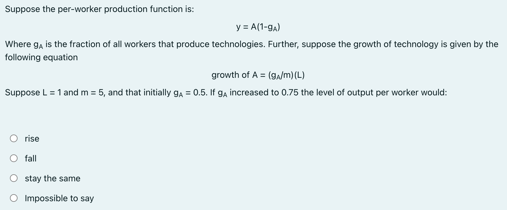 Solved Suppose the per-worker production function is: | Chegg.com