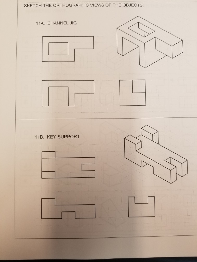 Solved NAME: SKETCH THE ORTHOGRAPHIC VIEWS OF THE OBJECTS. | Chegg.com