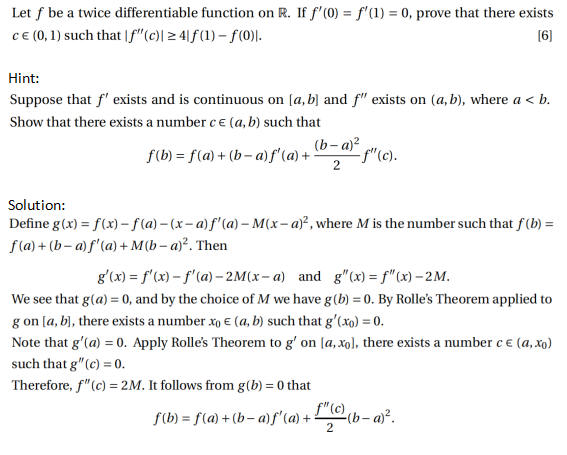 Solved Let f be a twice differentiable function on R. If | Chegg.com