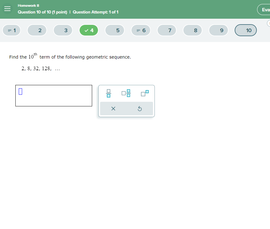Solved 10. ﻿Find the 10th ﻿term of the following geometric | Chegg.com