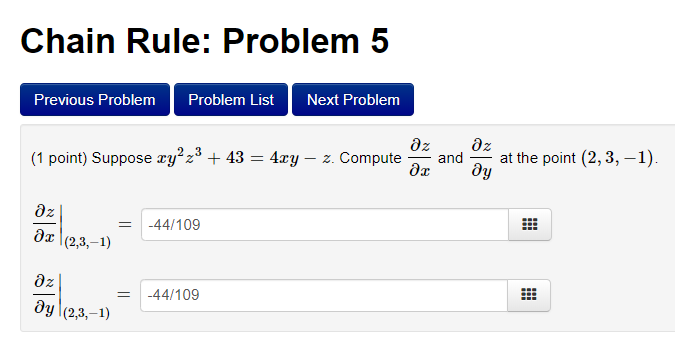 Solved Chain Rule Problem 5 Previous Problem Problem List 