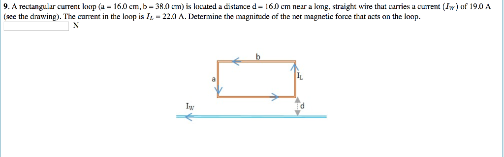 Solved A rectangular current loop (a = 16.0 cm, b = 38.0 cm) | Chegg.com