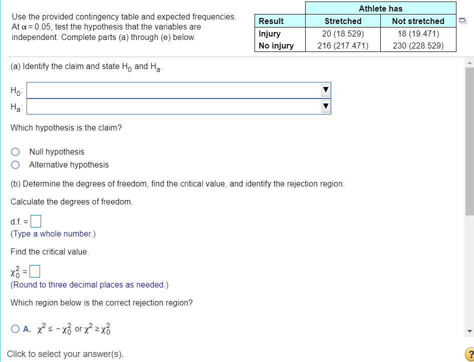 Solved Athlete has Use the provided contingency table and | Chegg.com