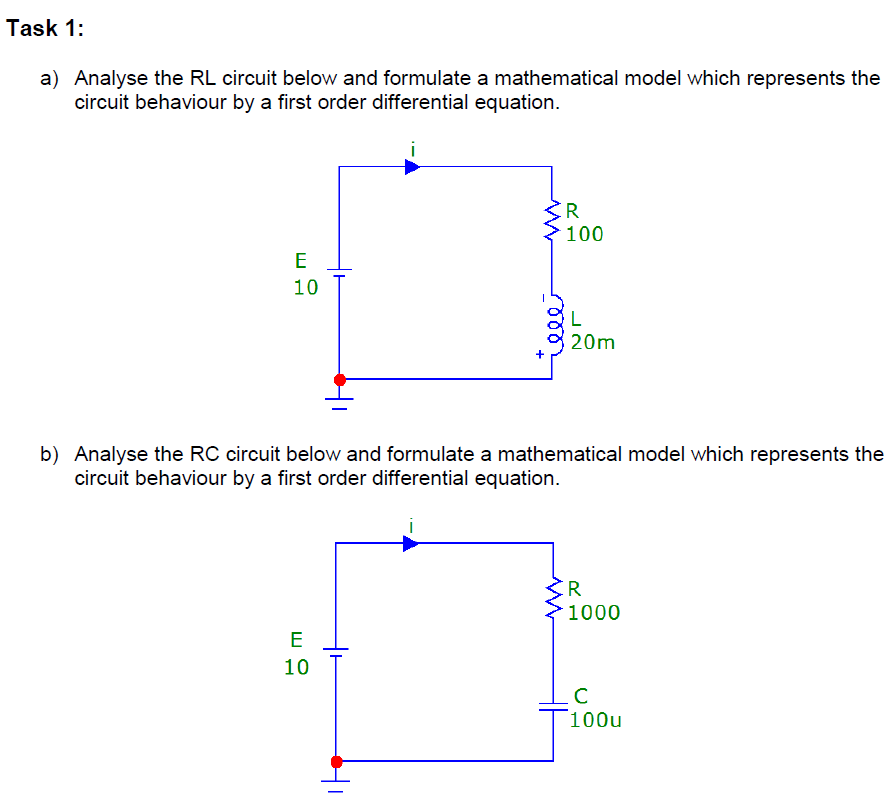 Solved Task 1: a) Analyse the RL circuit below and formulate | Chegg.com