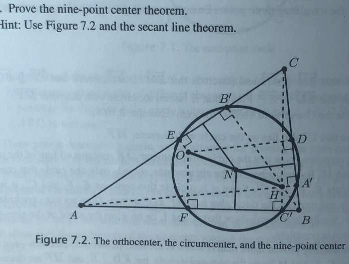 Solved Prove the nine-point center theorem. dint: Use Figure | Chegg.com