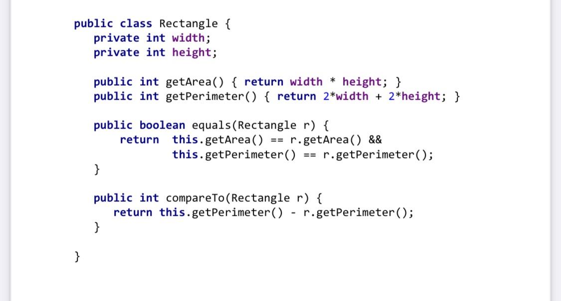 Solved public class Rectangle { private int width; private | Chegg.com