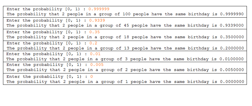 Solved Task 06: The probability p that in a group of n | Chegg.com