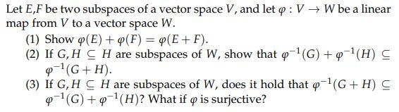 Solved Let E,F be two subspaces of a vector space V, and let | Chegg.com