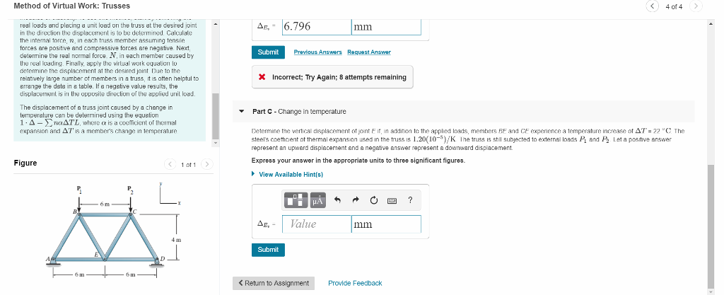 Solved Method of Virtual Work: Trusses 4 of 4 the method of | Chegg.com