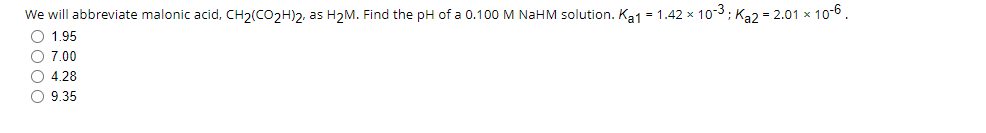Solved We will abbreviate malonic acid, CH2(CO2H)2, as H2M. | Chegg.com