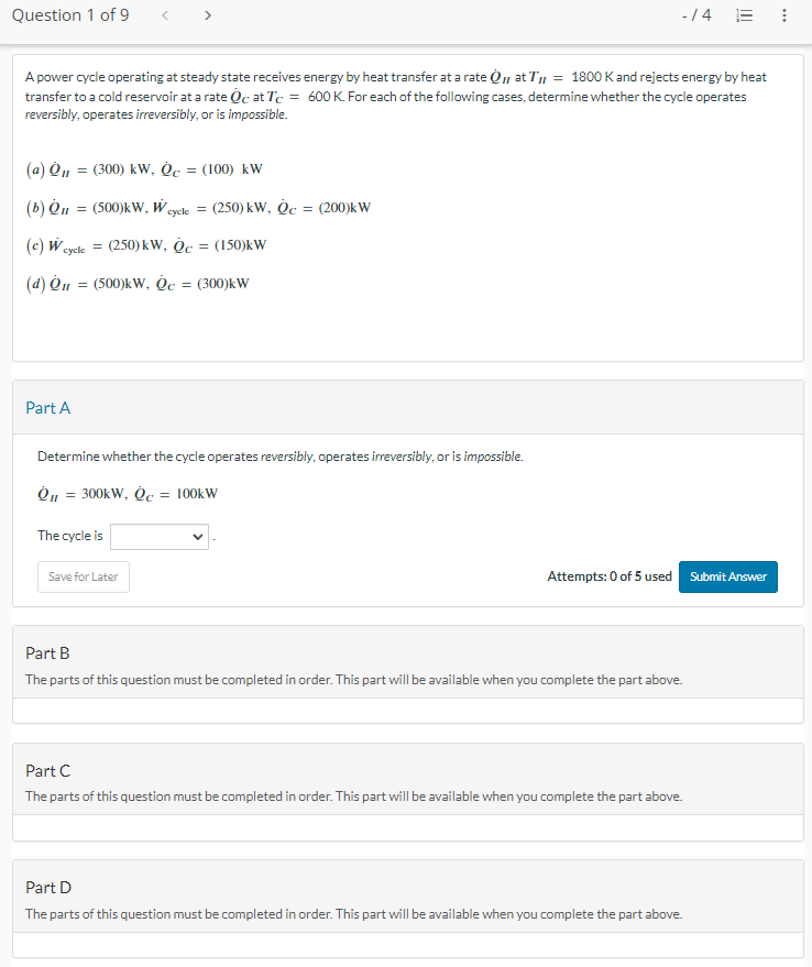 Solved A power cycle operating at steady state receives | Chegg.com