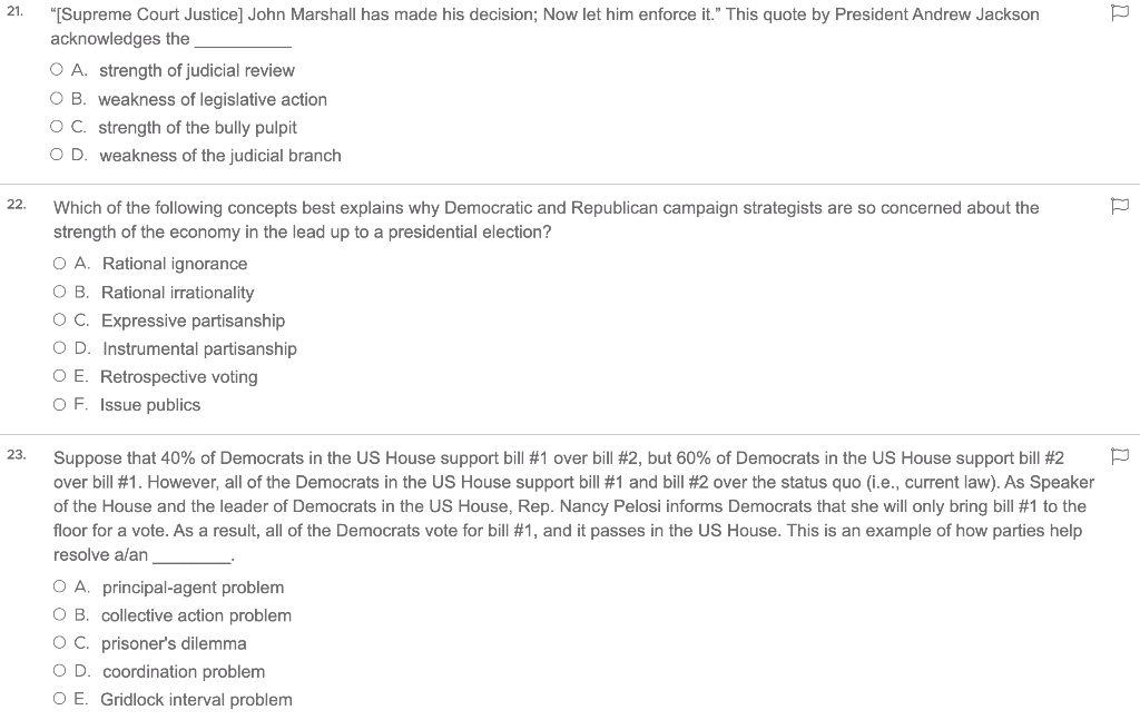 Solved 21. D "[Supreme Court Justice] John Marshall has made | Chegg.com