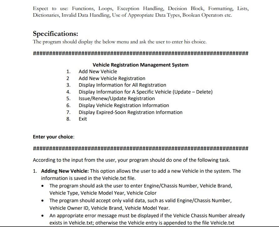 Solved Expect To Use Functions Loops Exception Handling
