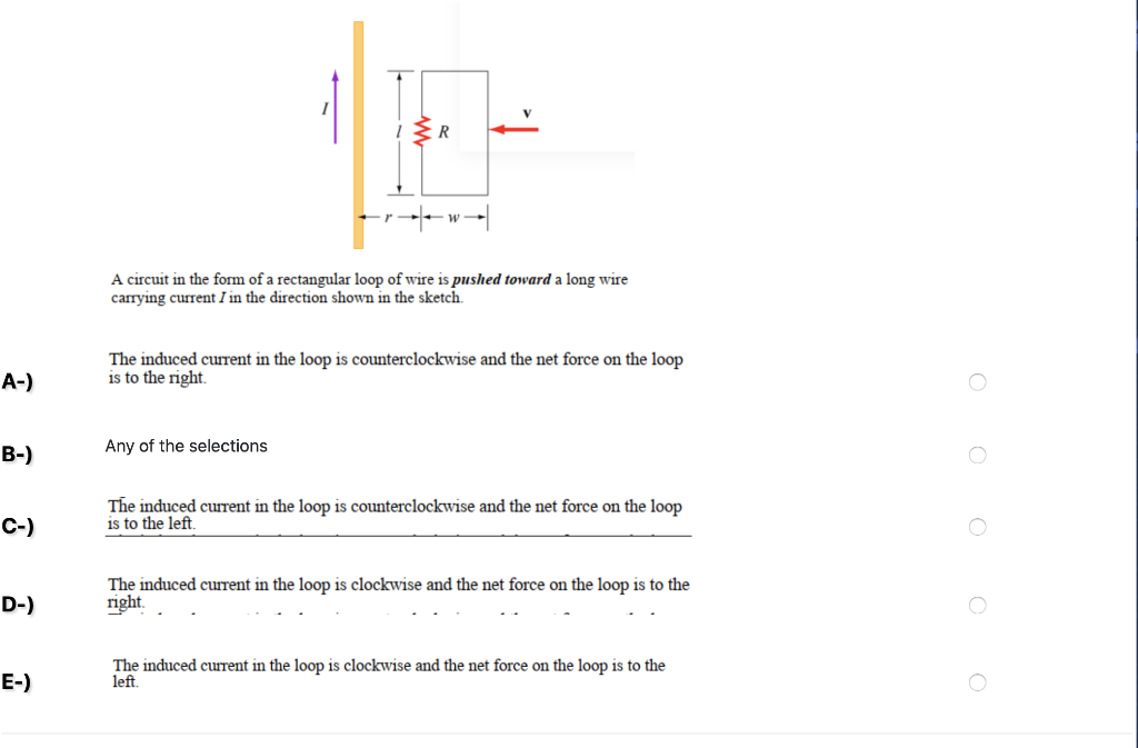 Solved A circuit in the form of a rectangular loop of wire | Chegg.com