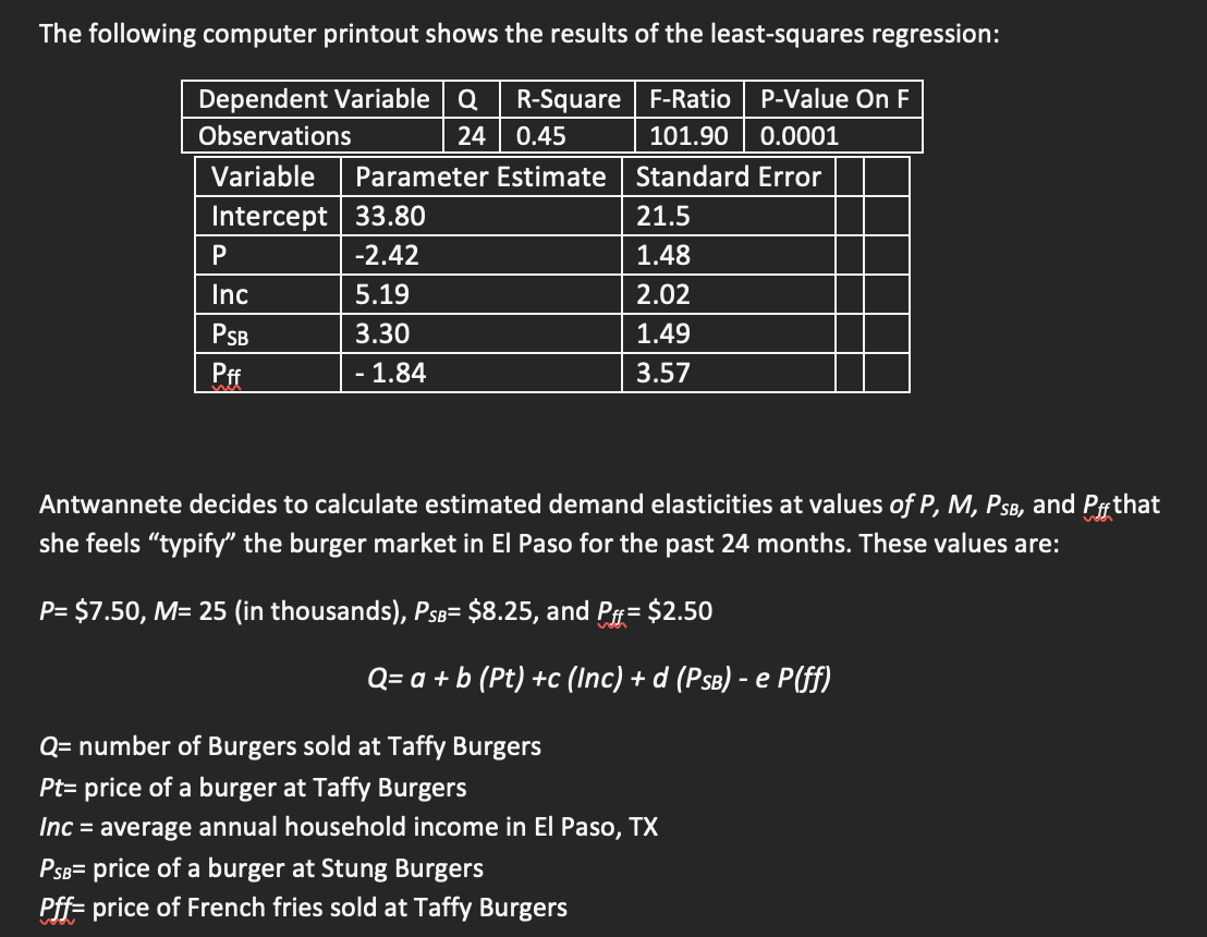 Solved The following computer printout shows the results of | Chegg.com