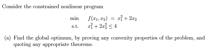 Solved Consider the constrained nonlinear program min f(x₁, | Chegg.com