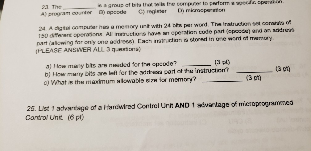 Solved 23. The A) program counter is a group of bits that | Chegg.com