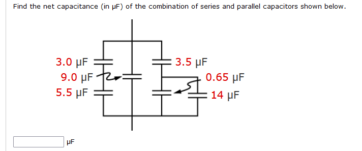 Solved Find the net capacitance (in μF ) of the combination | Chegg.com